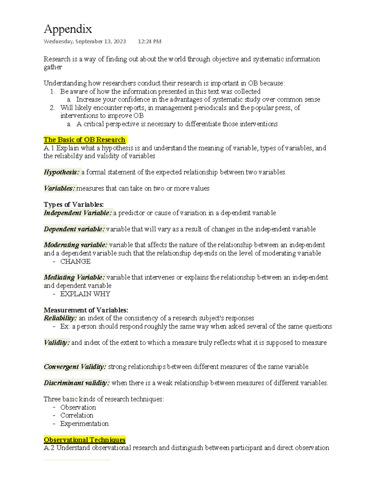 BU288 Appendix Notes - Research is a way of finding out about the world ...