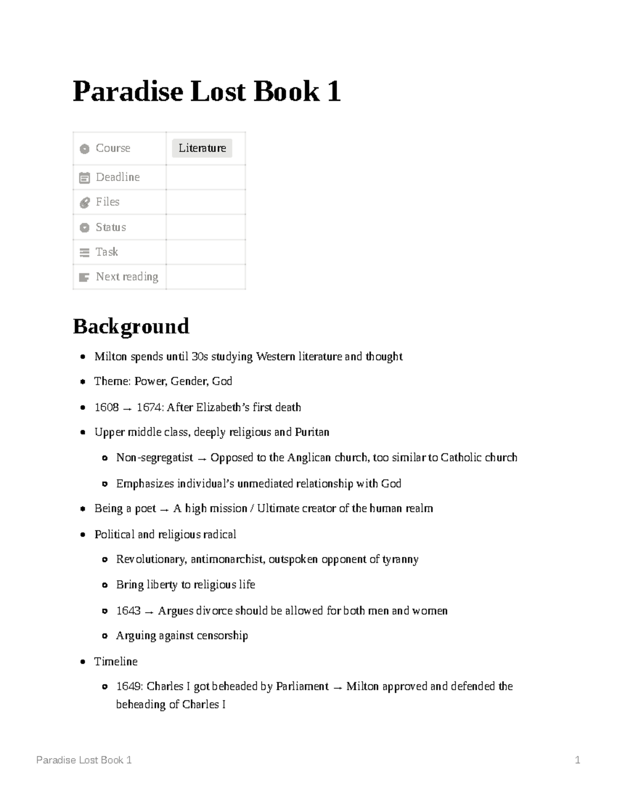 Paradise Lost Book 1 - As the title says - Paradise Lost Book 1 Course ...