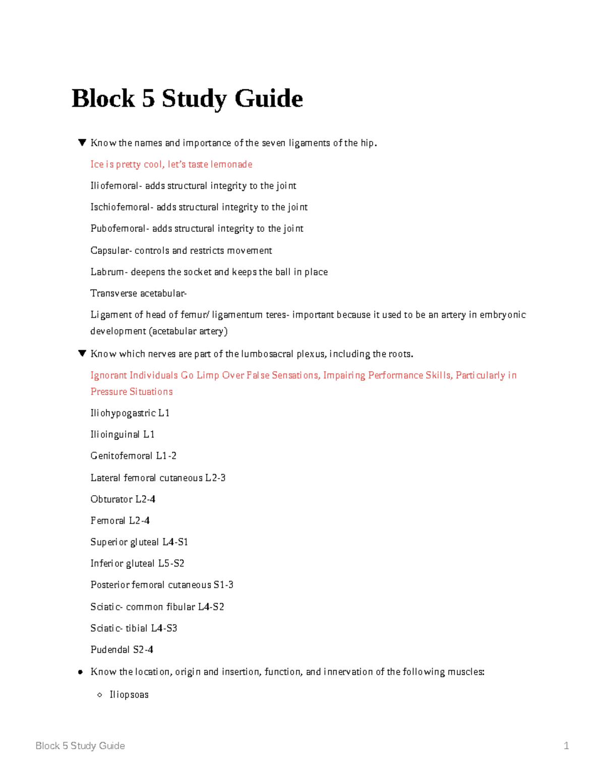 Block 5 Study Guide - Block 5 Study Guide Know the names and importance ...