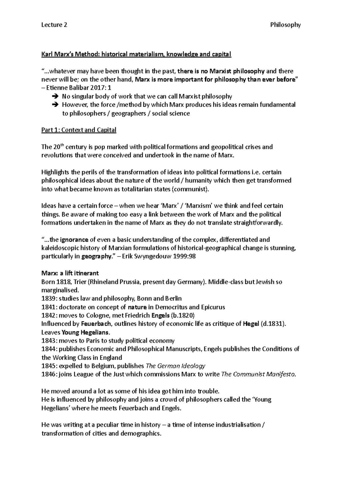 Karl Marx part 1 - Part 1 of Karl Marx lecture - Karl Marx’s Method: historical materialism ...