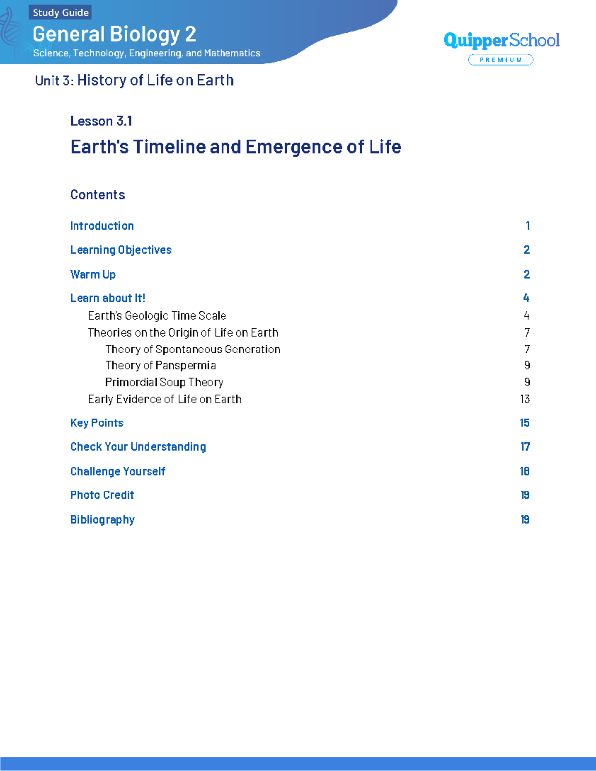 BIO2 11 12 Q3 0301 FD - Study Guide - Earth's Timeline and Emergence of ...