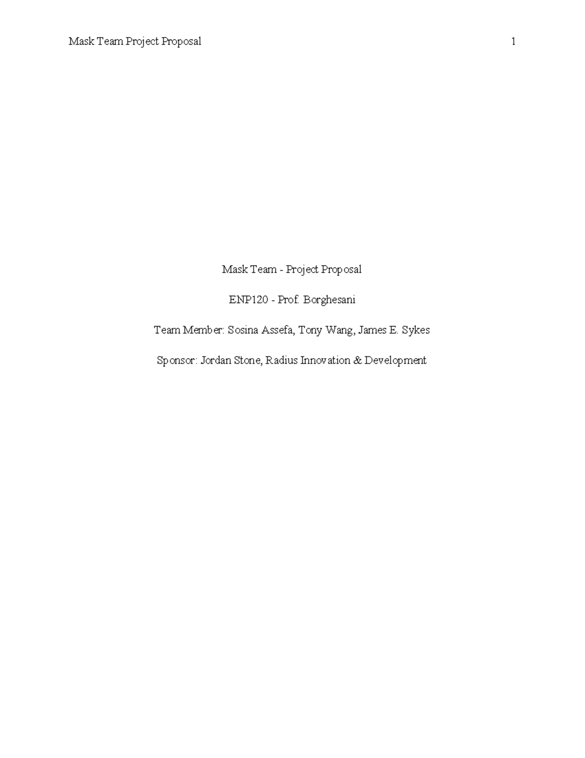 Project-Proposal - Take your time - Mask Team - Project Proposal ENP120 ...