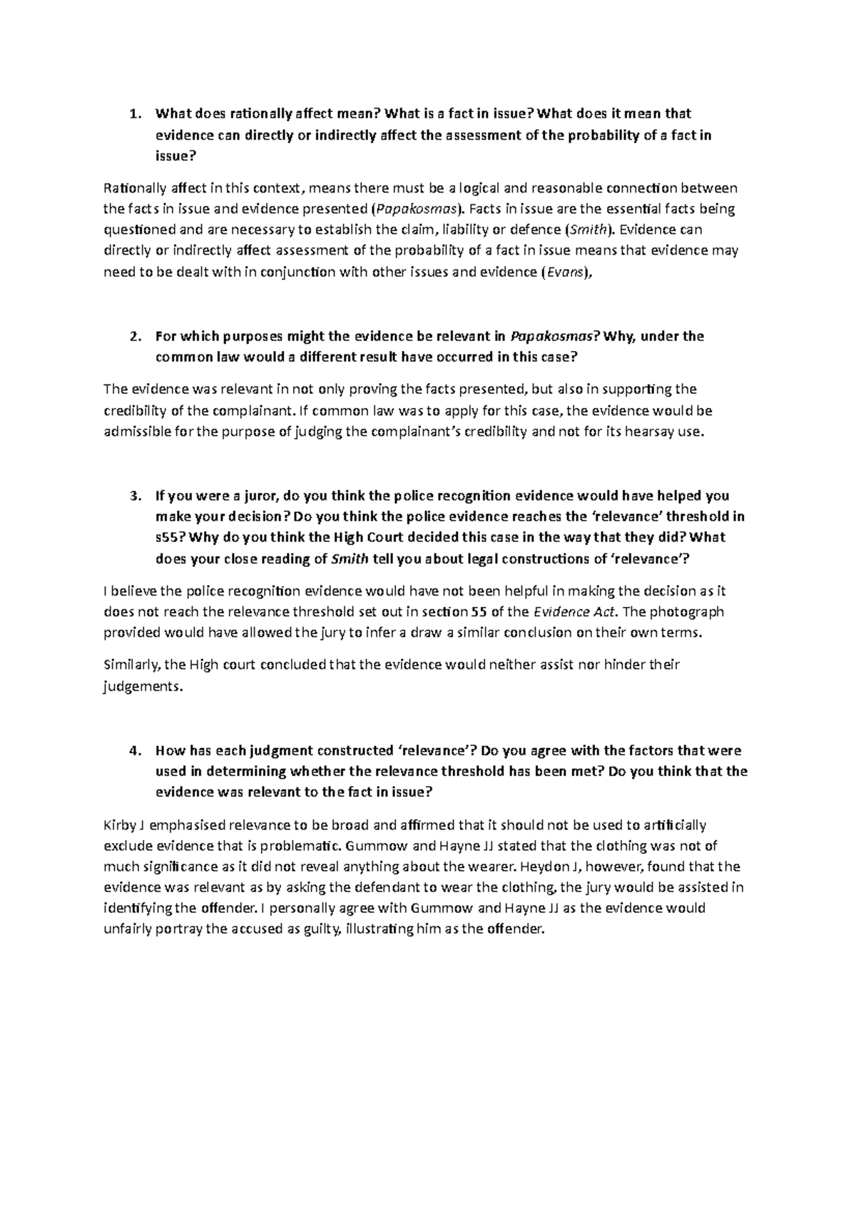 Week 6 Tutorial Questions - 1. What does rationally affect mean? What ...