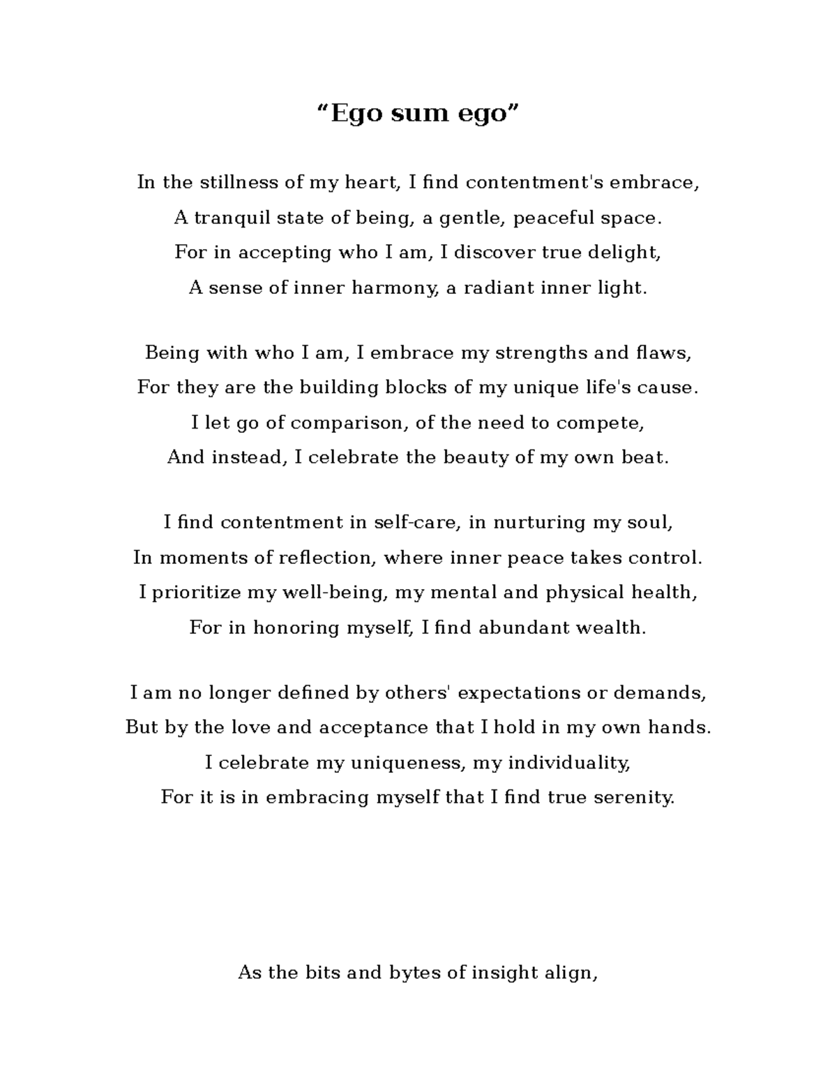 Group 1 Spoken WORD Poetry SOFT COPY - “Ego sum ego” In the stillness ...