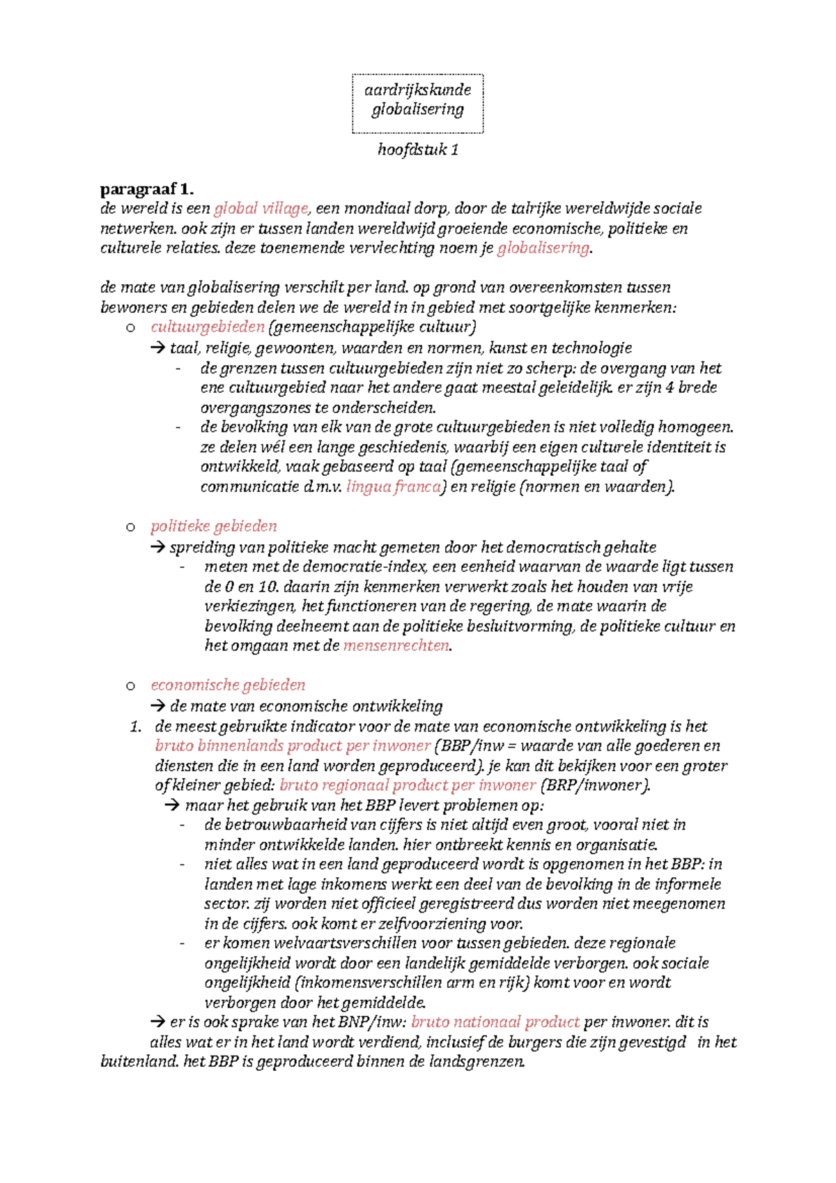 Globalisering - ak-2 - hoofdstuk 2 - hoofdstuk 1 paragraaf 1. de wereld is een global village ...