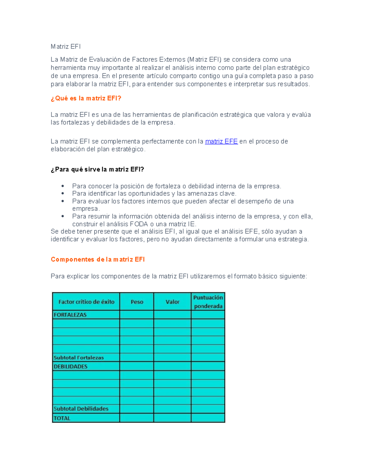 Matriz EFI - En el presente artículo comparto contigo una guía completa ...