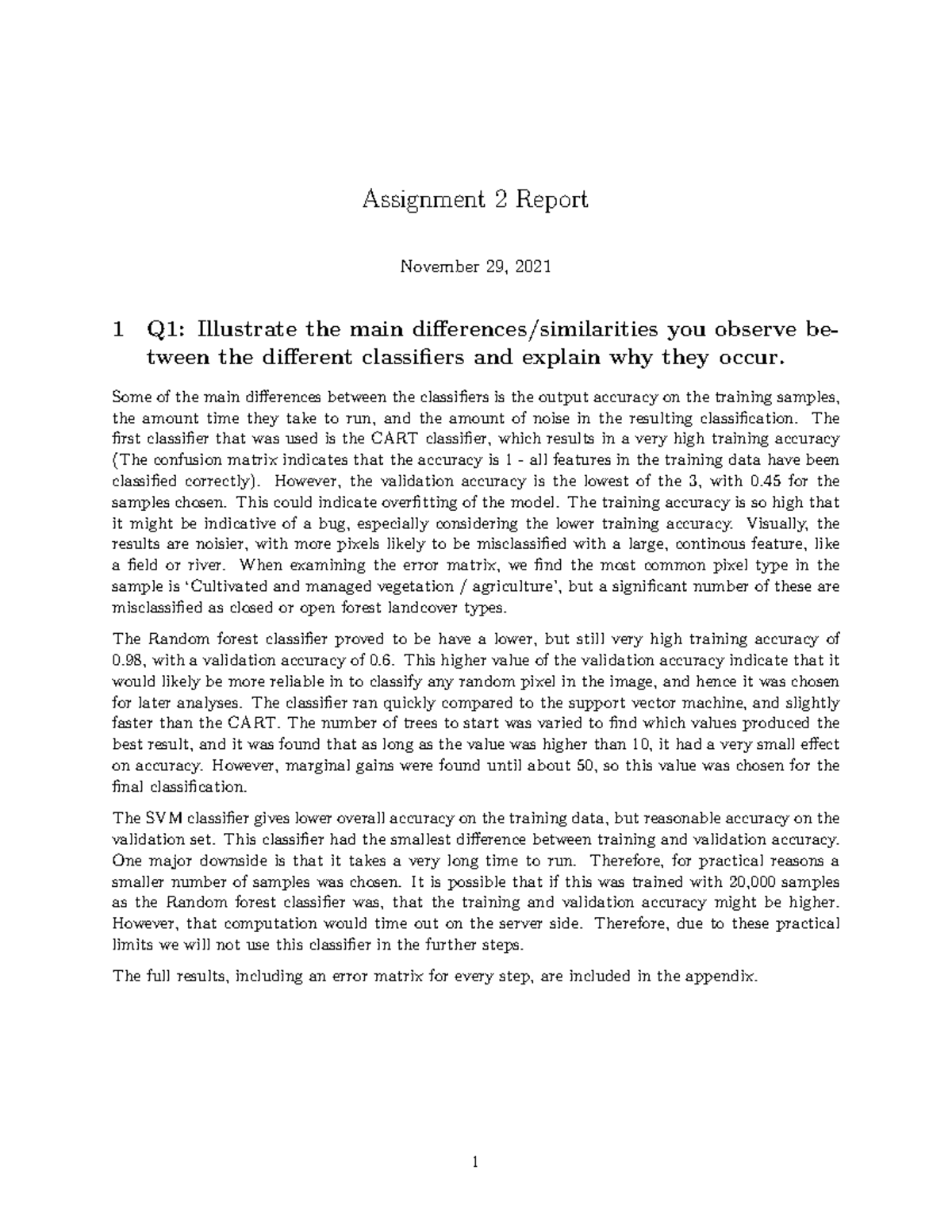 Assignment 2 completed assignment report - Assignment 2 Report November ...