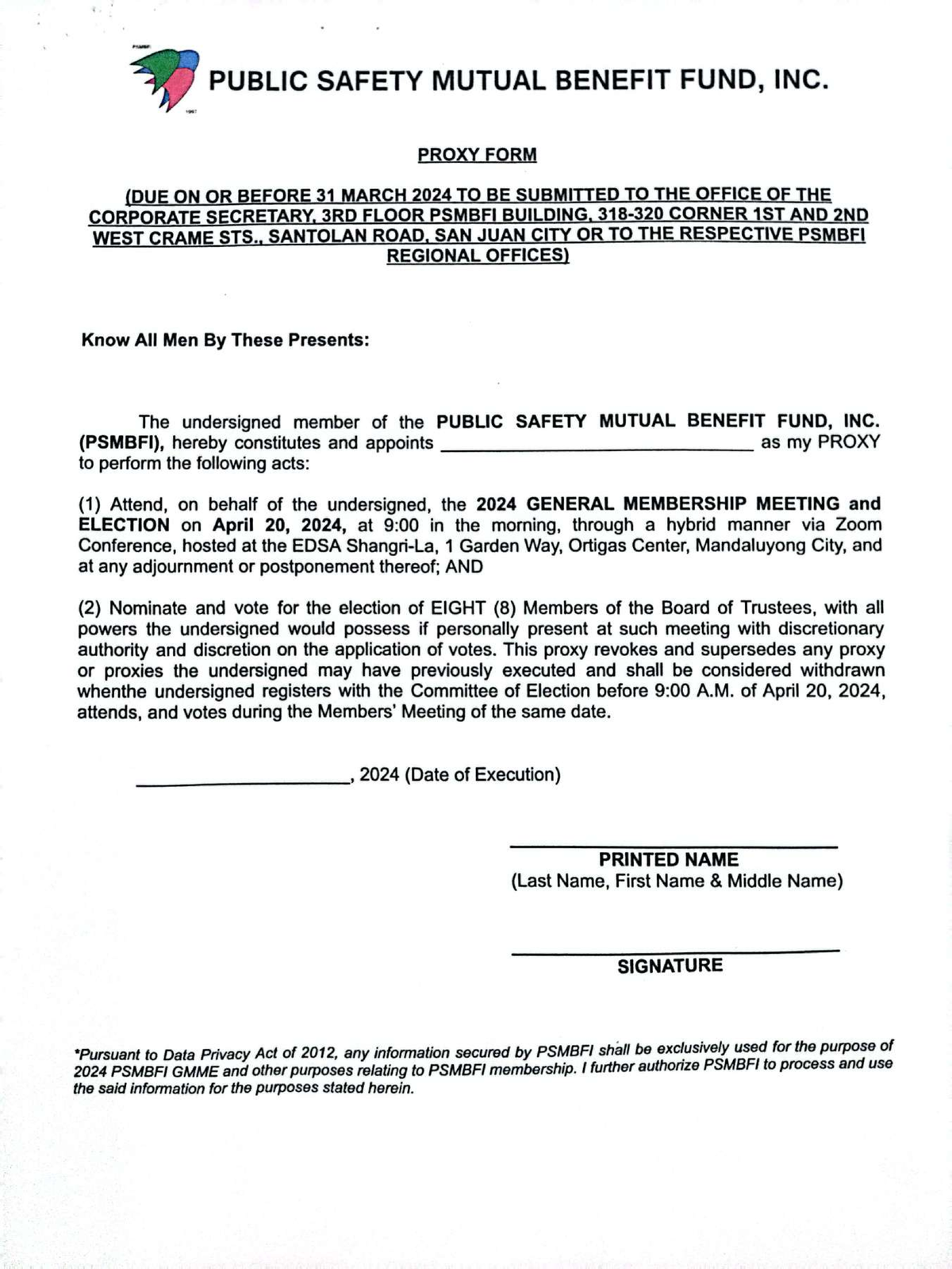 Psmbfi Proxy Forms - nwassssssss - ab economics - Studocu