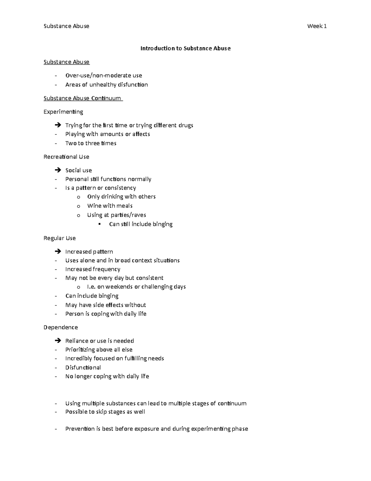 Substance Abuse - Introduction - Week 1 - Substance Abuse Week 1 ...