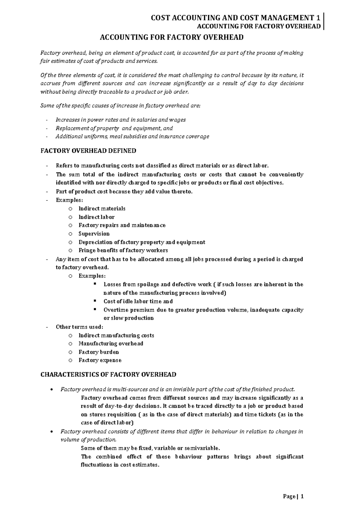 Toaz - Practice materials for FOH - ACCOUNTING FOR FACTORY OVERHEAD ...