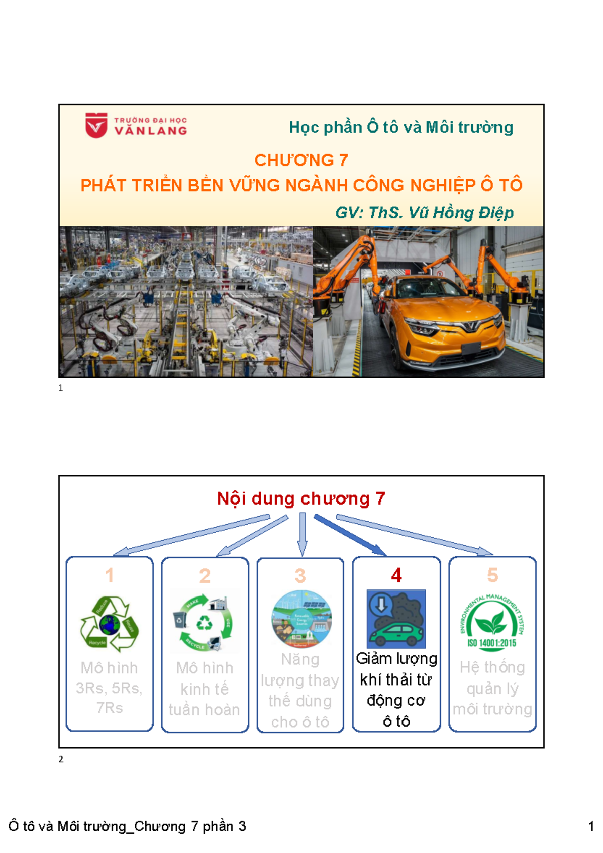 Ô tô và Môi trường Bài 10 - CHƯƠNG 7 PHÁT TRIỂN BỀN VỮNG NGÀNH CÔNG ...