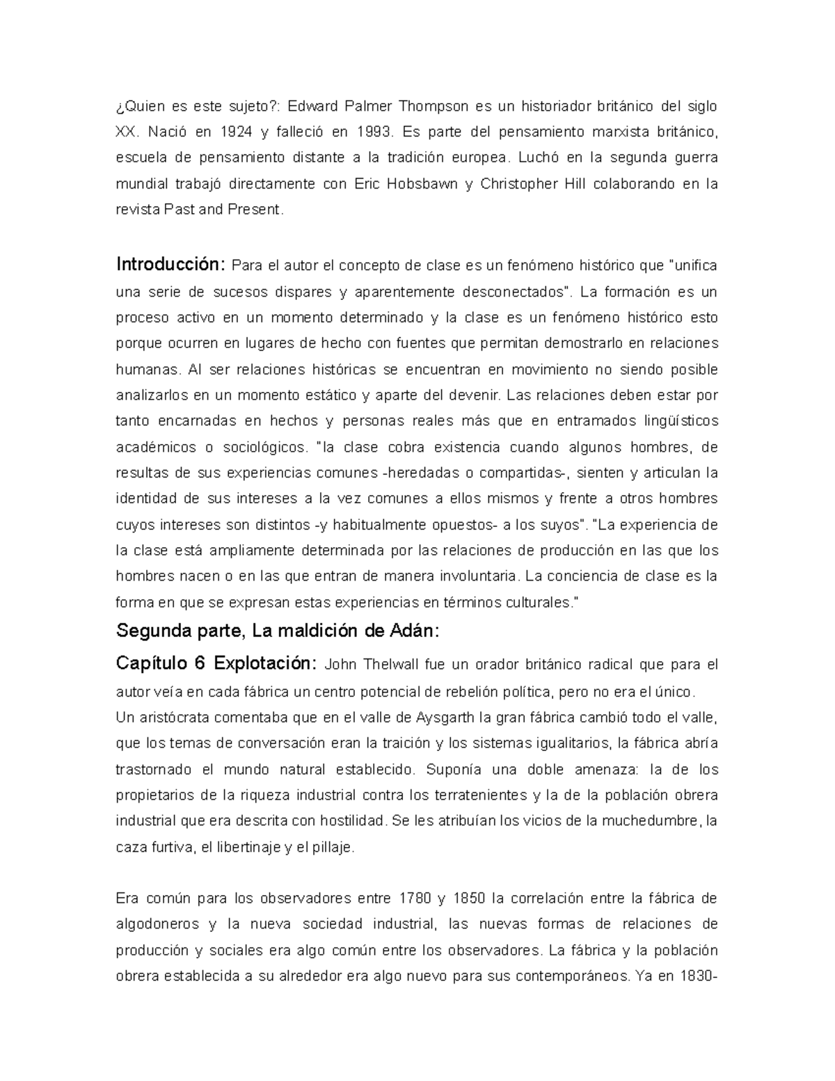 Apuntes EP Thompson - ¿Quien es este sujeto?: Edward Palmer Thompson es ...
