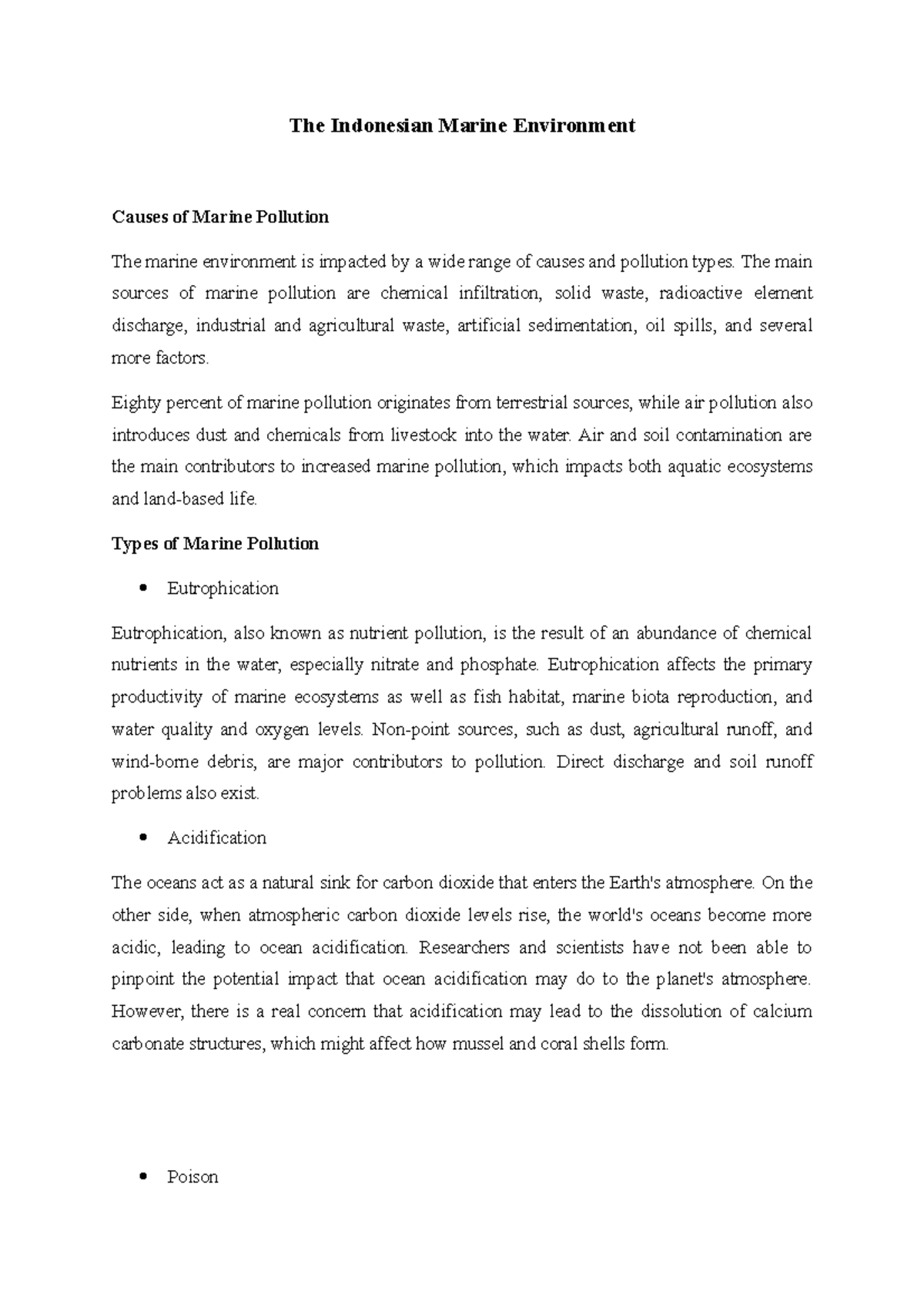 Resume 2 - example of paper. - The Indonesian Marine Environment Causes ...