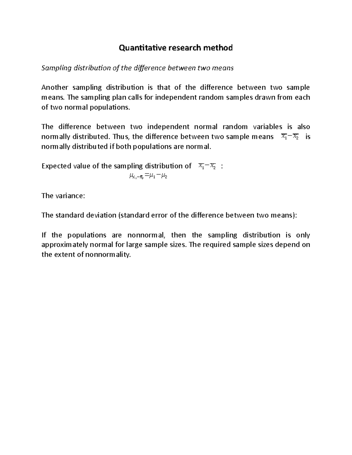 Quantitative research method -notes - Quantitative research method ...