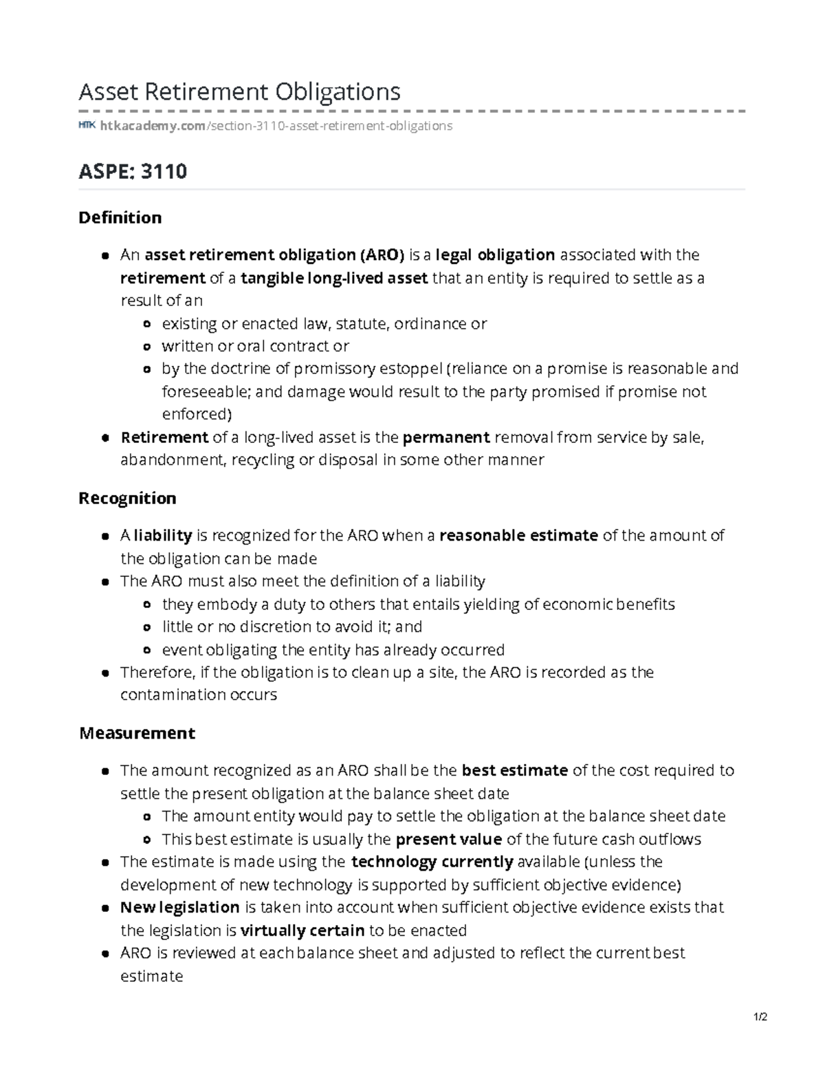 FR-ARO ASPE 3110 - lectures notes - Asset Retirement Obligations ...