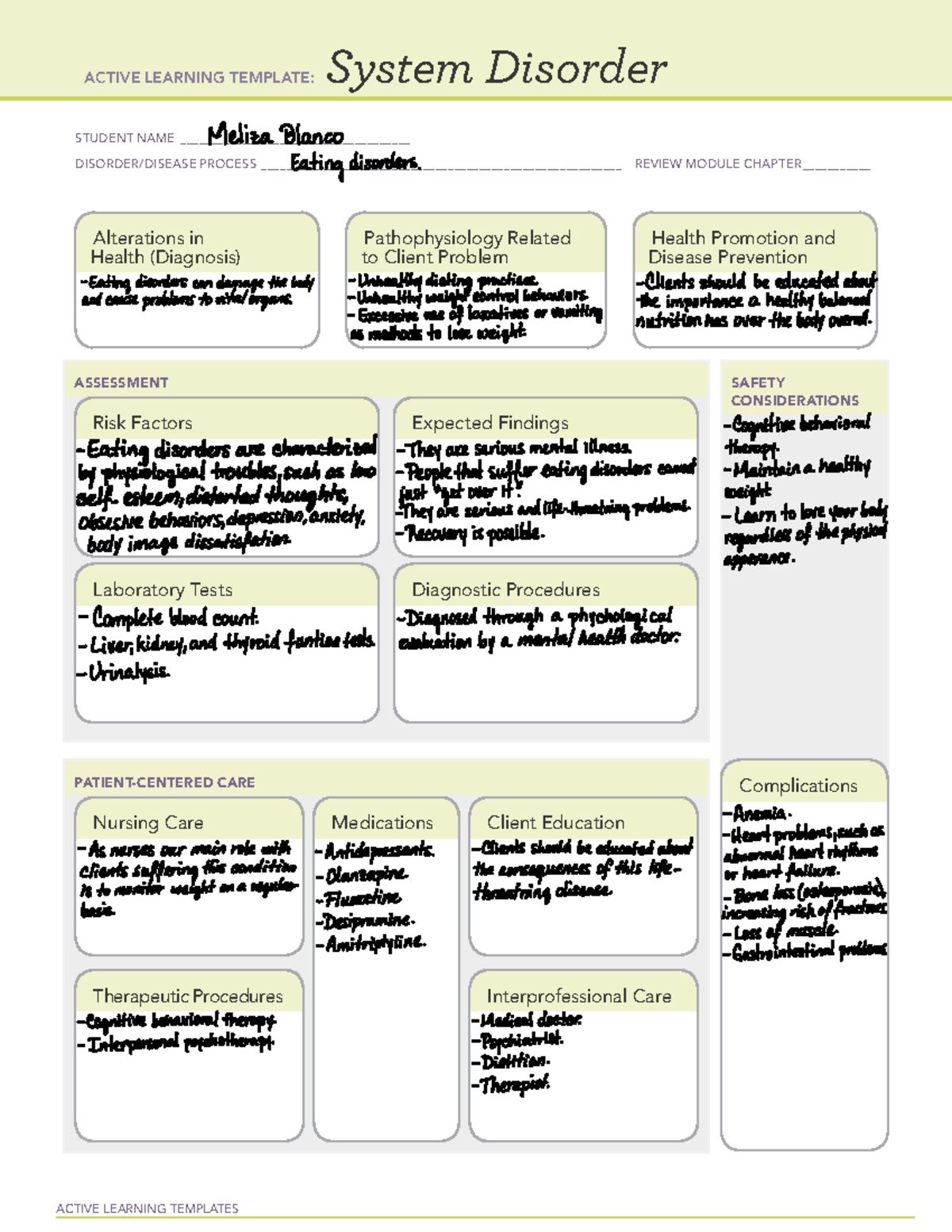 System Disorder-Eating Disorders - ACTIVE LEARNING TEMPLATES System ...