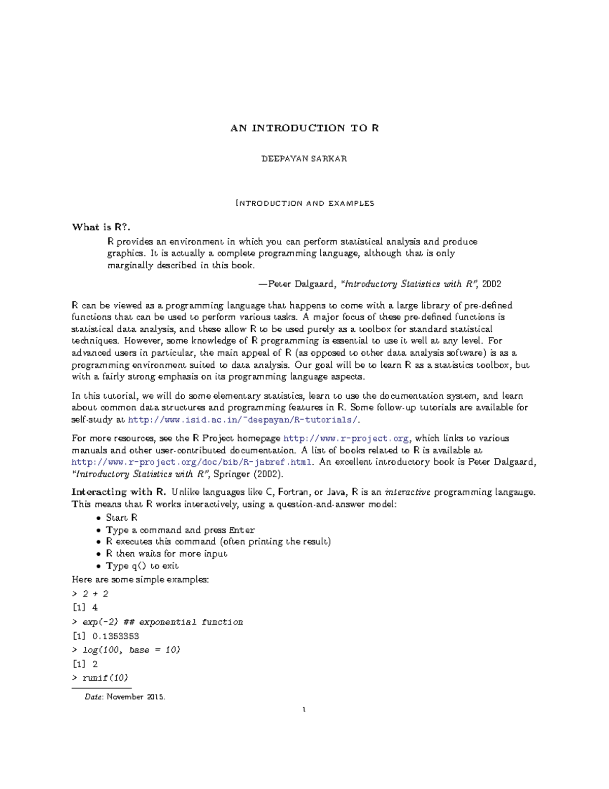 01 introduction lab - Modules - AN INTRODUCTION TO R DEEPAYAN SARKAR ...