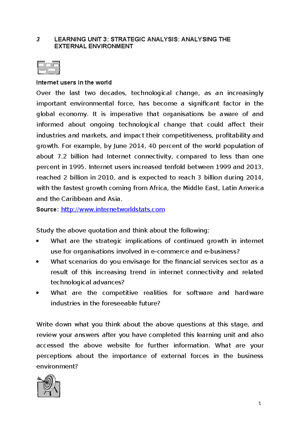 Strategic management Unit 3 (BMC37W1) - 3 LEARNING UNIT 3: STRATEGIC ...