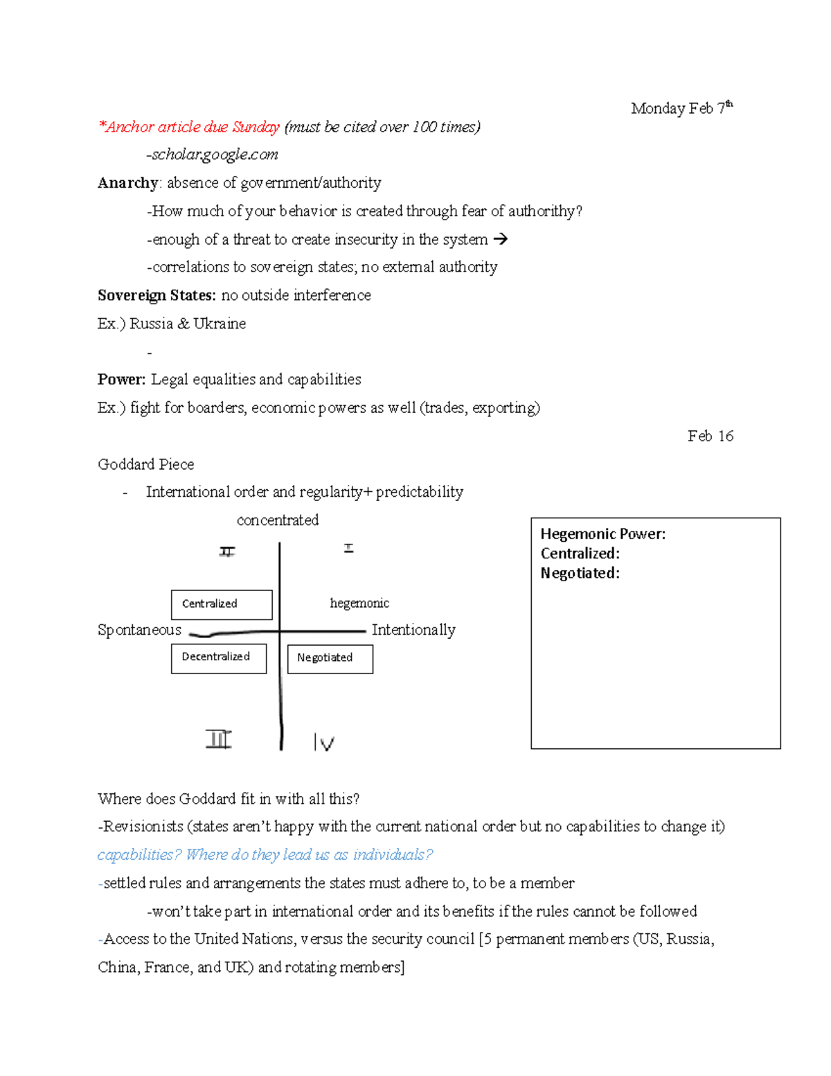 Pols 130 notes - Monday Feb 7th *Anchor article due Sunday (must be ...
