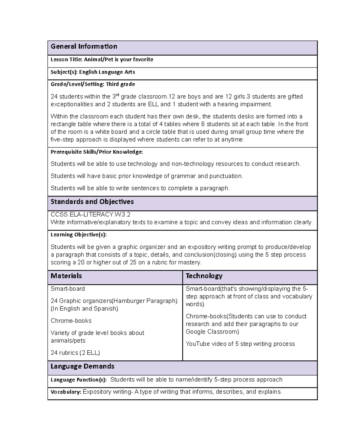 General Information Lesson: Expository Writing Process - Studocu
