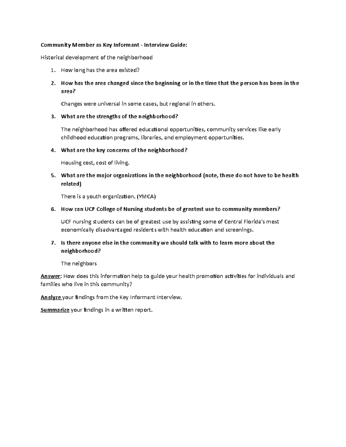 Community Member as Key Informant - PHED 1304 - Studocu