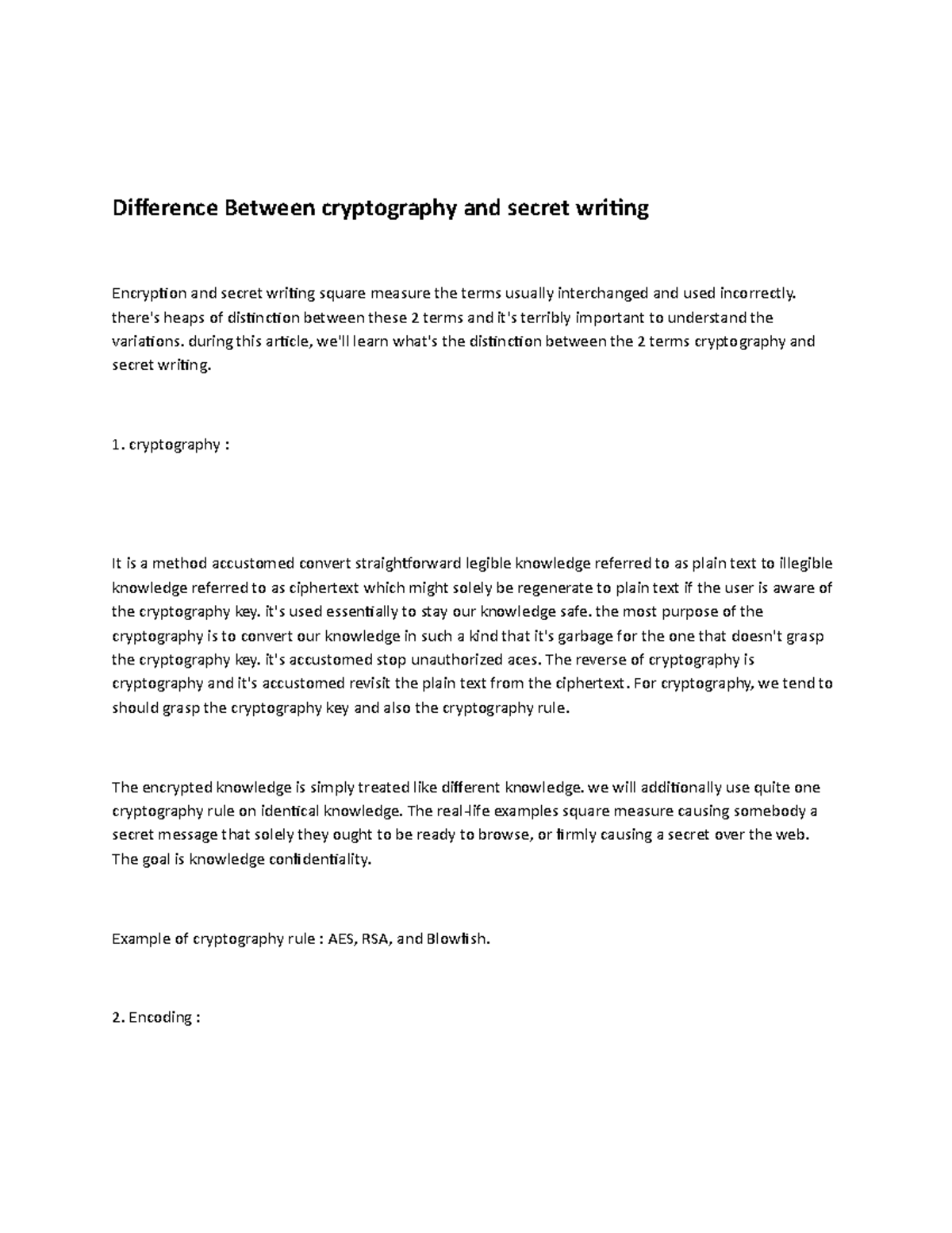 Difference Between cryptography and secret writing - there's heaps of ...