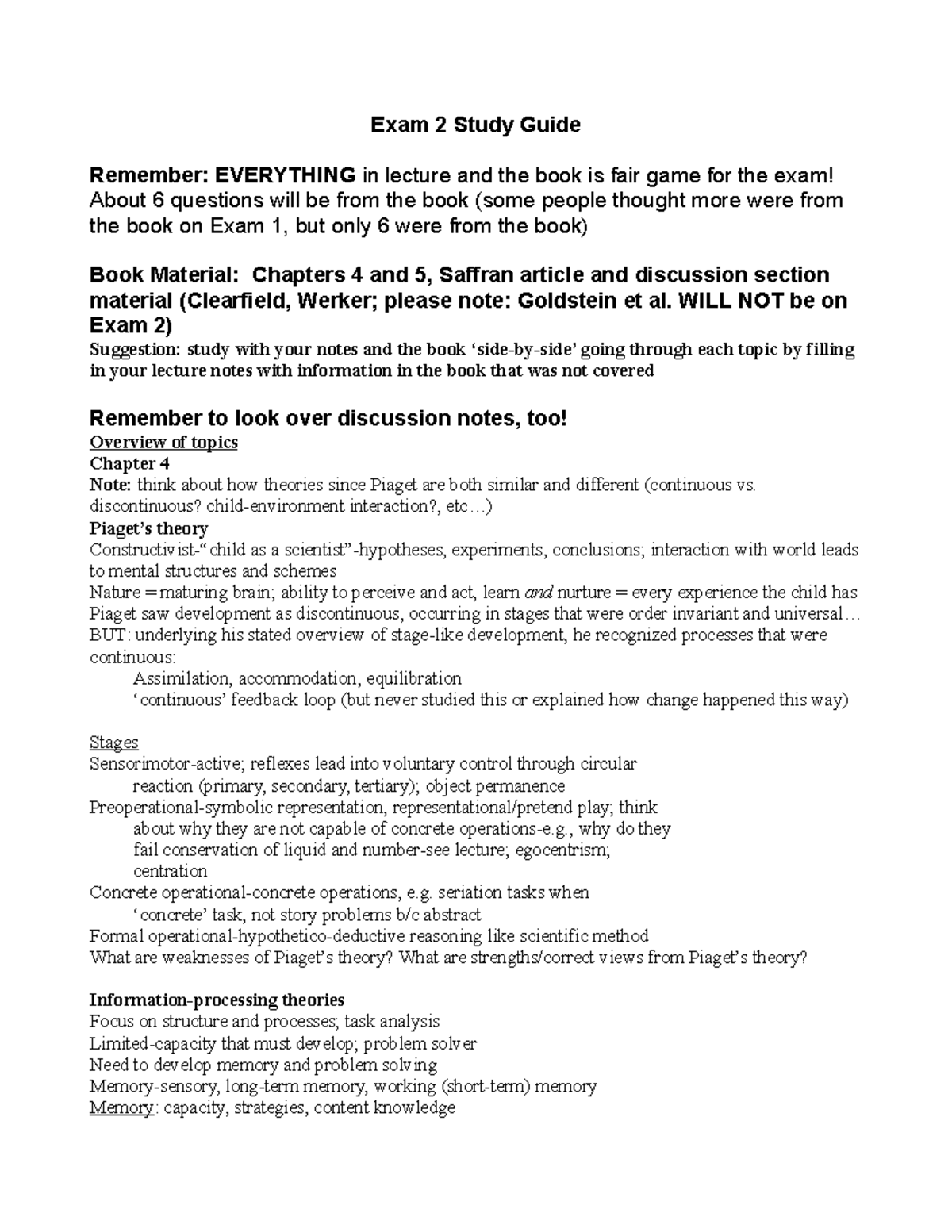 Exam 2 study guide Fall 2019 - Exam 2 Study Guide Remember: EVERYTHING ...