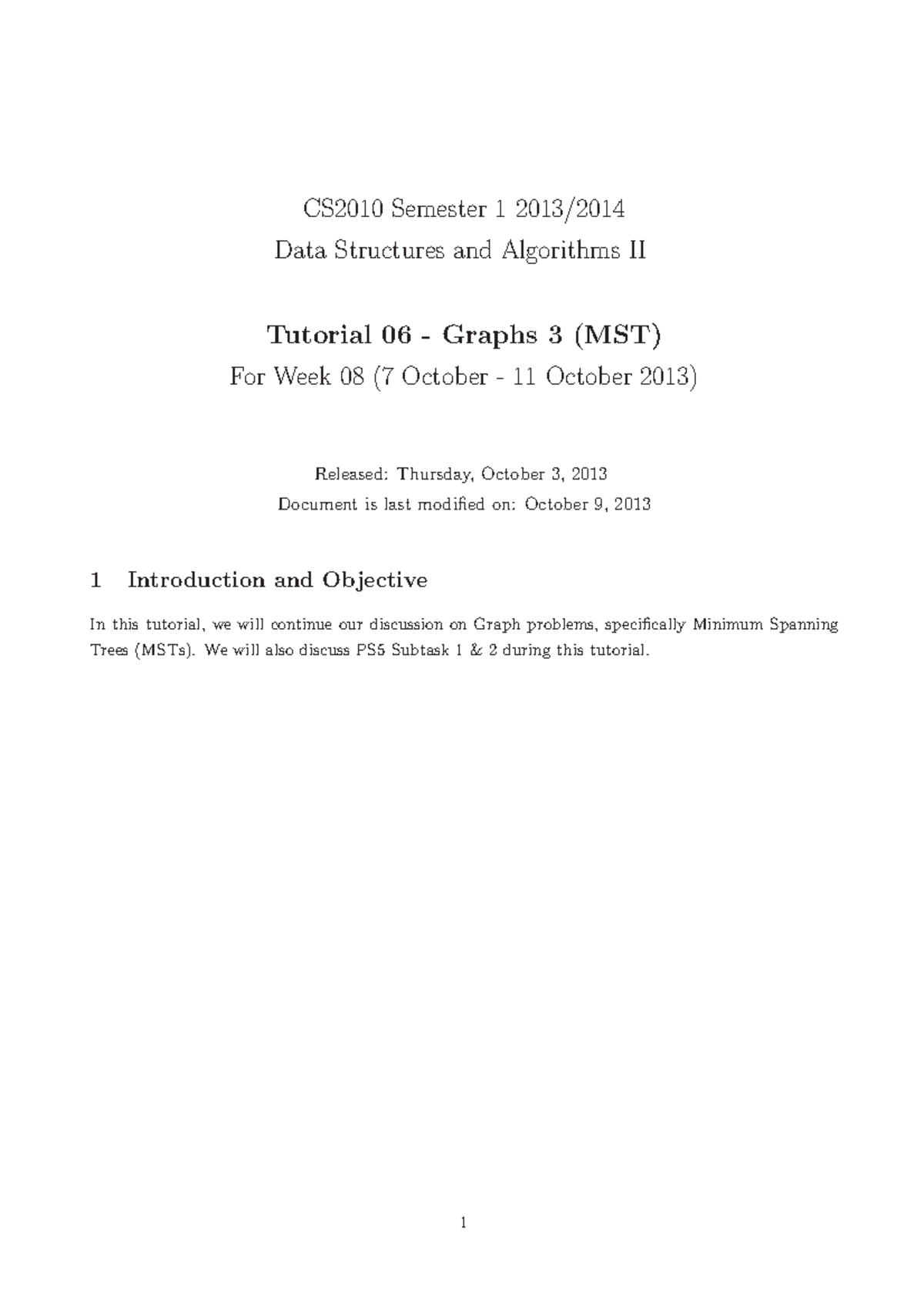 Algorithm Tutorial 6 Answers - CS2010 Semester 1 2013/ Data Structures ...