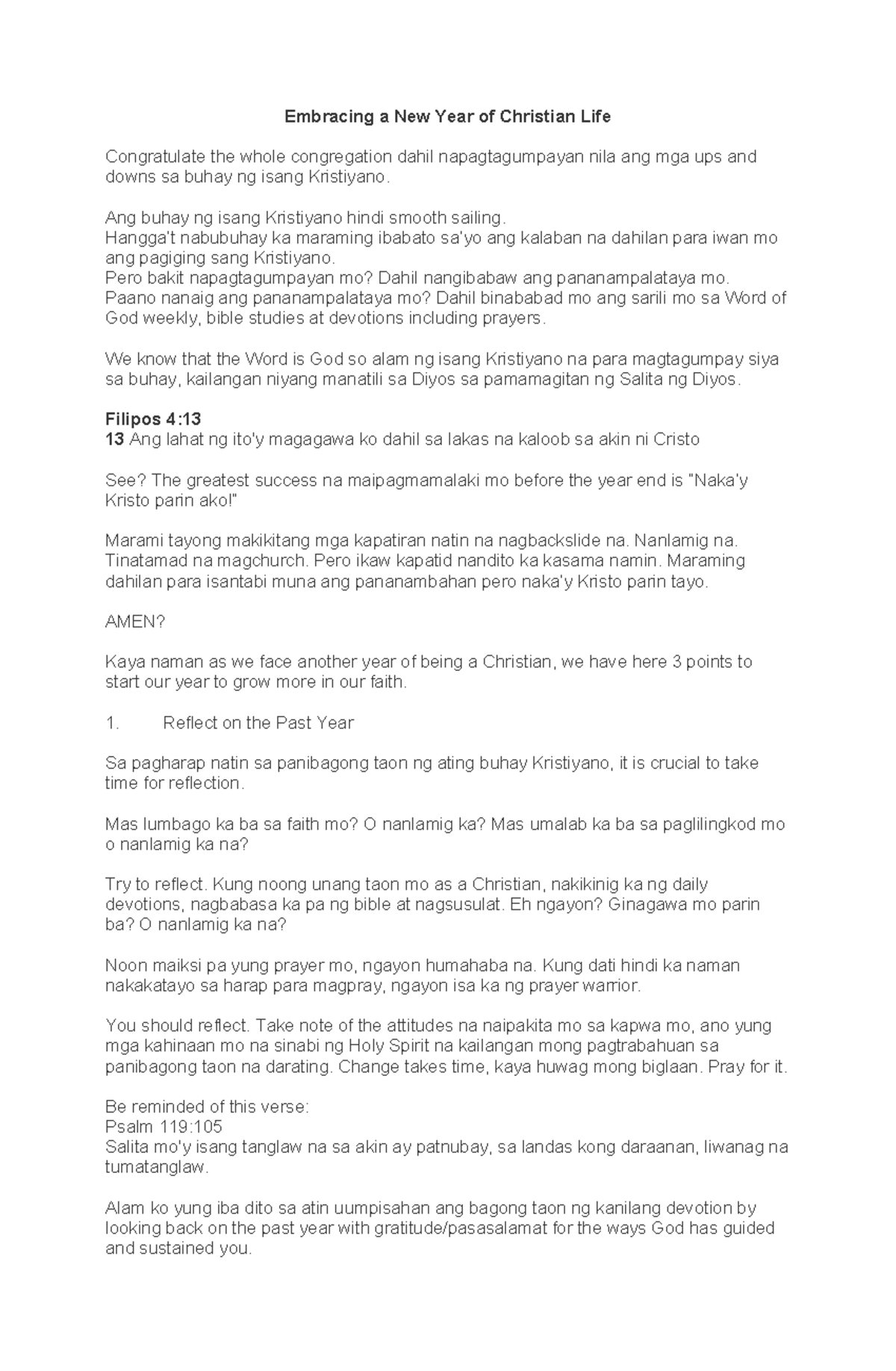 Embracing a New Year of Christian Life - Embracing a New Year of ...