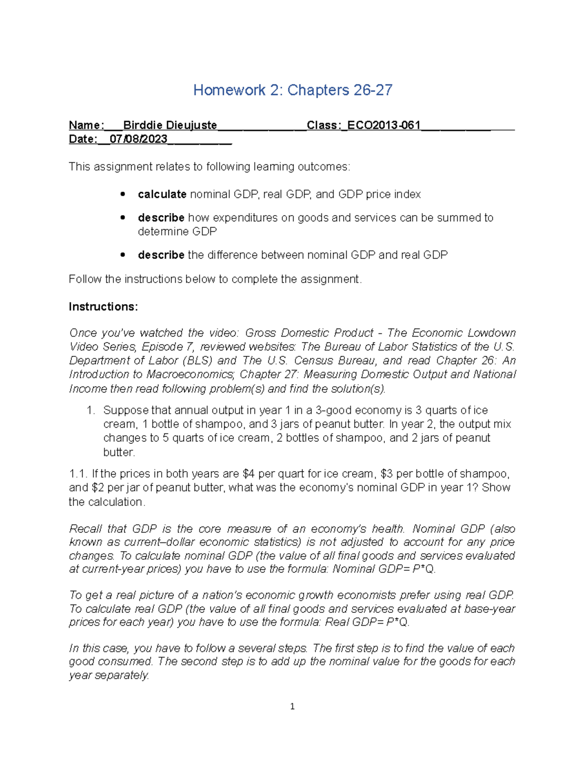 ECO2013 M2A1-Homework 2 - Homework 2: Chapters 26- Name:Birddie - Studocu