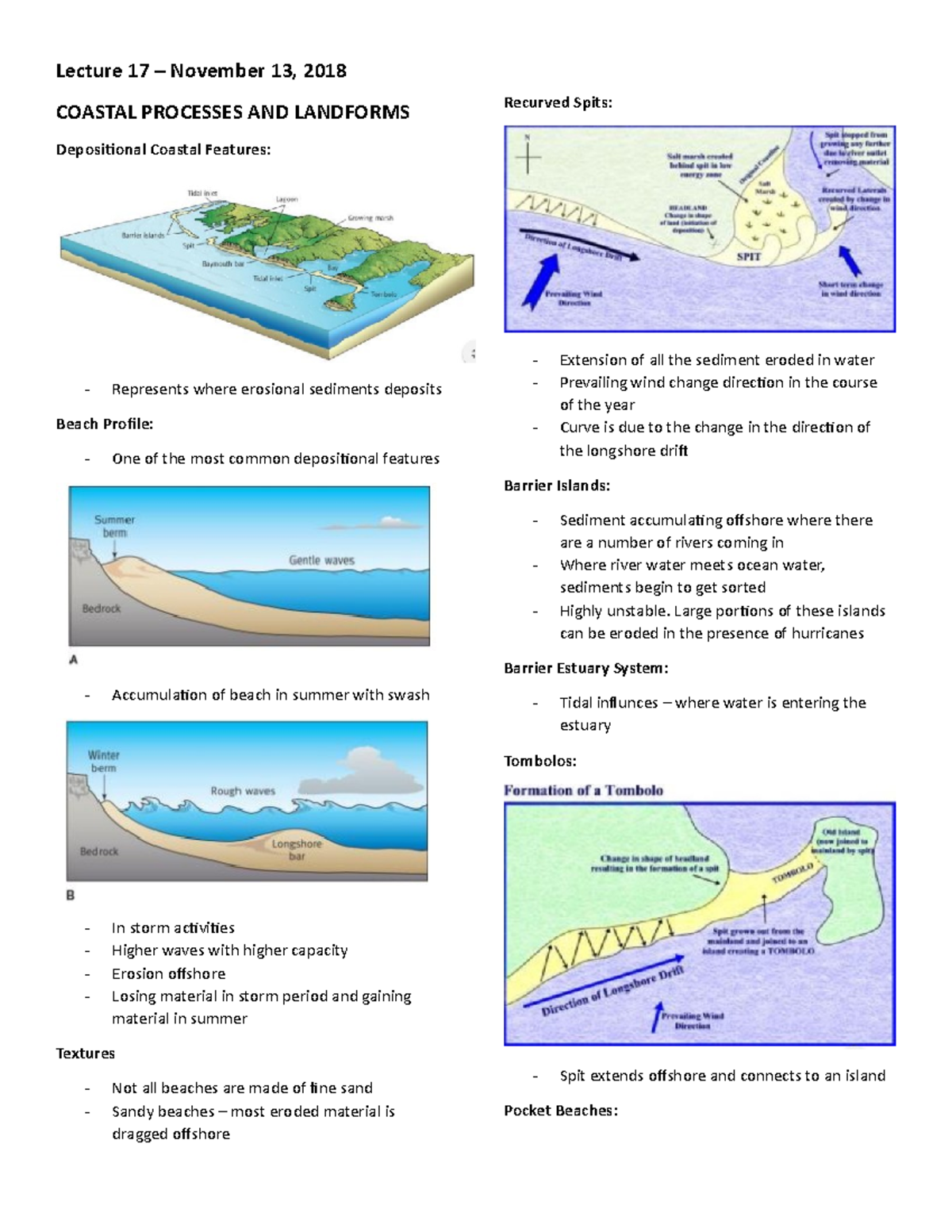 Lecture 17 - Coastal processes and landforms - Lecture 17 – November 13 ...