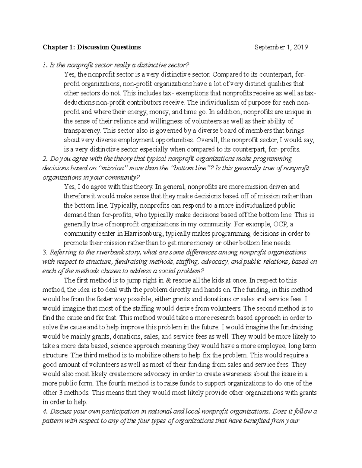 Chapter 1 Discussion Questions - Chapter 1: Discussion Questions ...