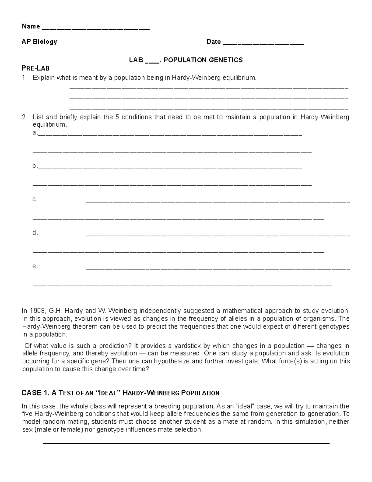 04Population Genetics 2022 (AP BIO WORK) - Name ...
