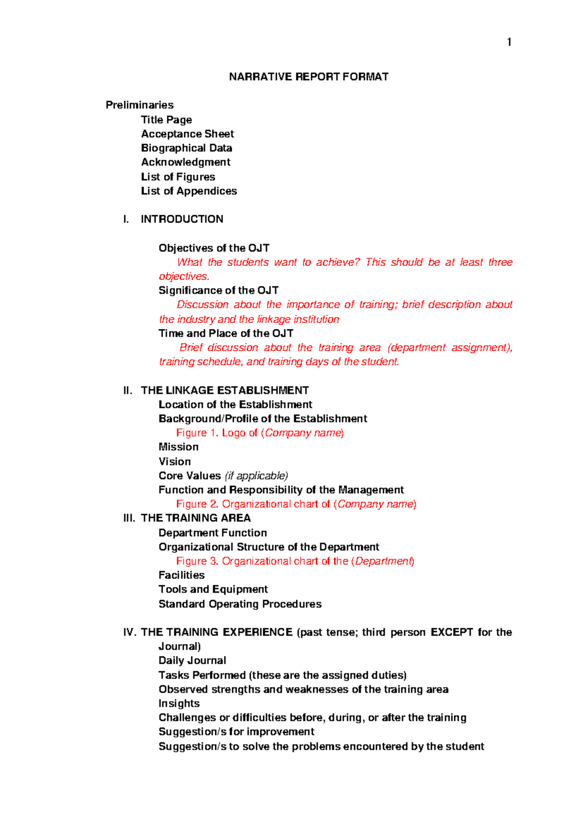 Narrative-Report-Format - 1 NARRATIVE REPORT FORMAT Preliminaries Title ...