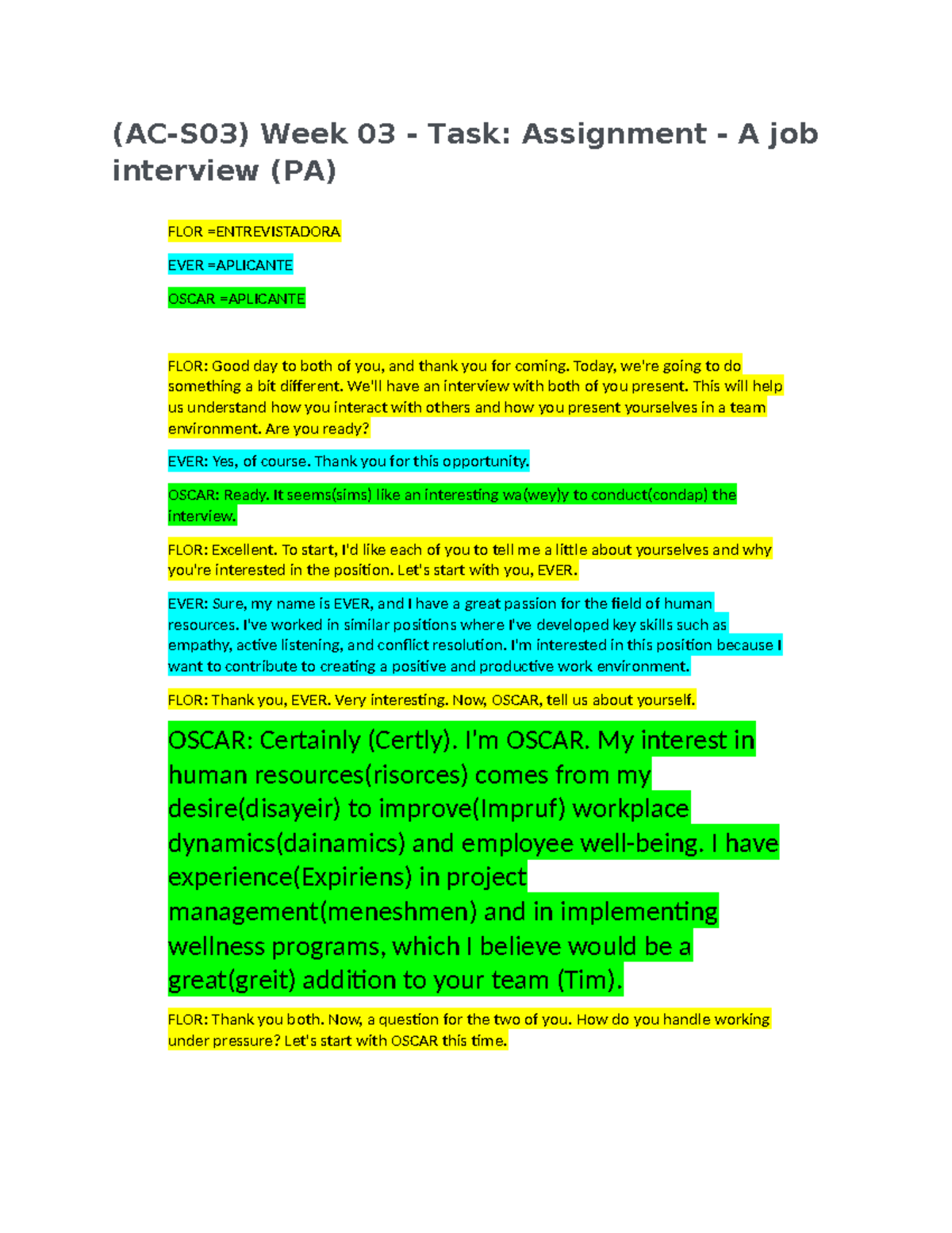 AC - descripcion - (AC-S03) Week 03 - Task: Assignment - A job interview (PA) FLOR ...
