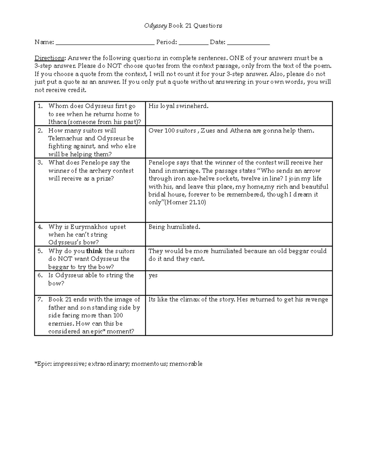 Natalie Juarez - Odyssey Book 21 Questions - Odyssey Book 21 Questions ...