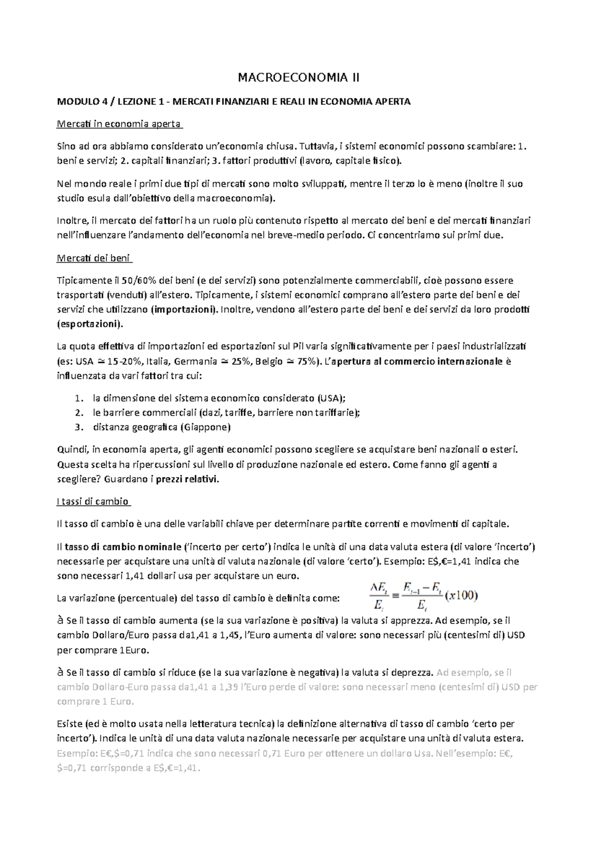 Macroeconomia secondo parziale - MACROECONOMIA II MODULO 4 / LEZIONE 1 - MERCATI FINANZIARI E ...