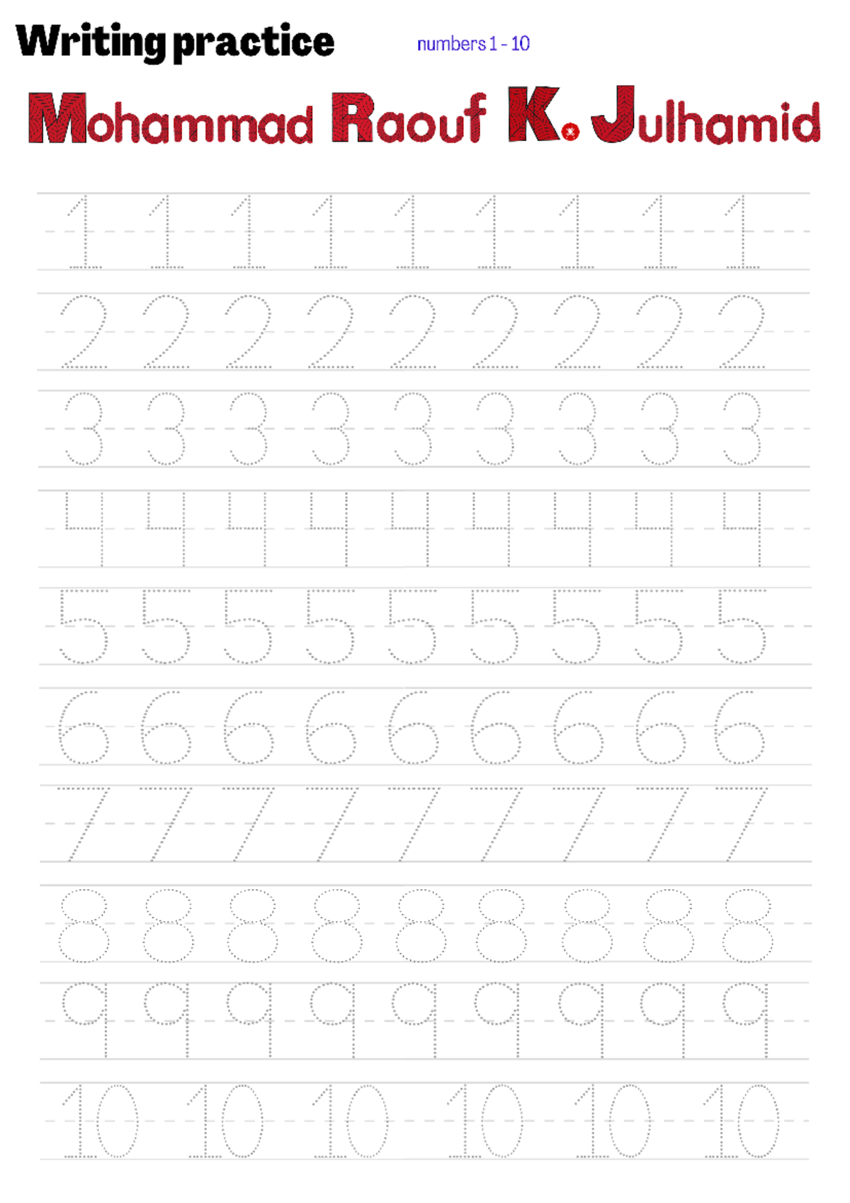 Writing Numbers Worksheet - Elementary Education - Studocu