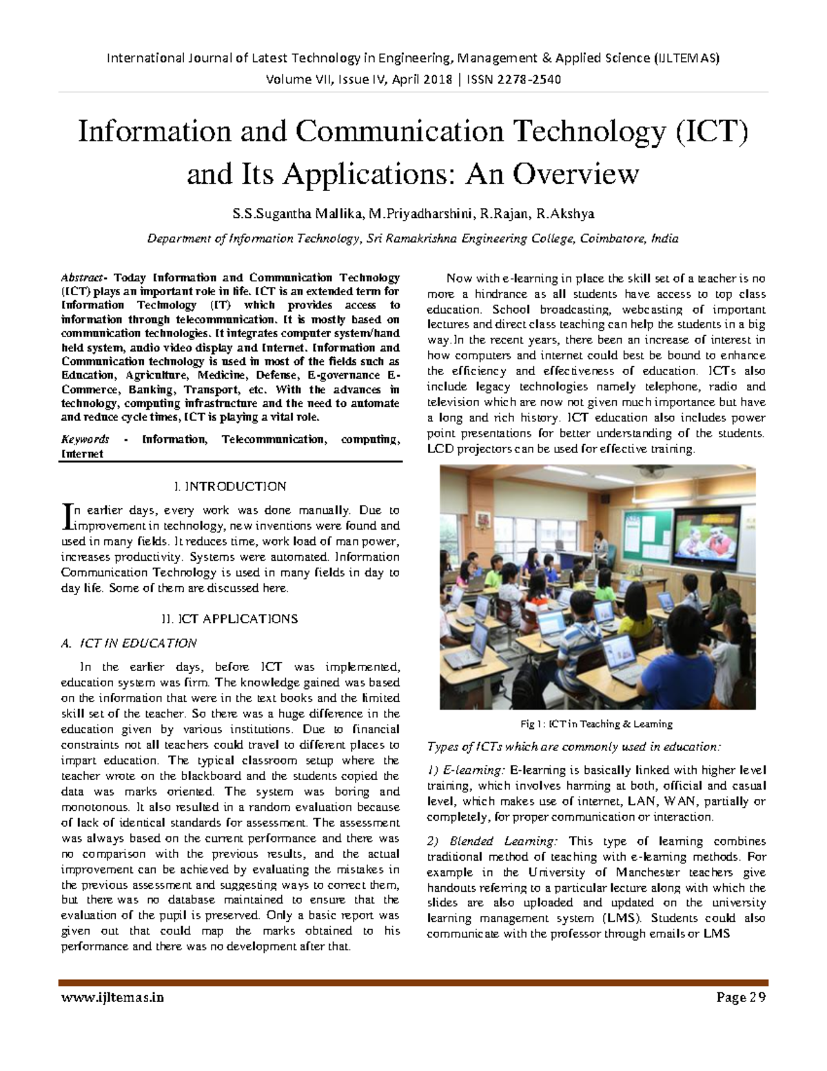 ICT - New media - Volume VII, Issue IV, April 2018 | ISSN 2278- Information and Communication ...