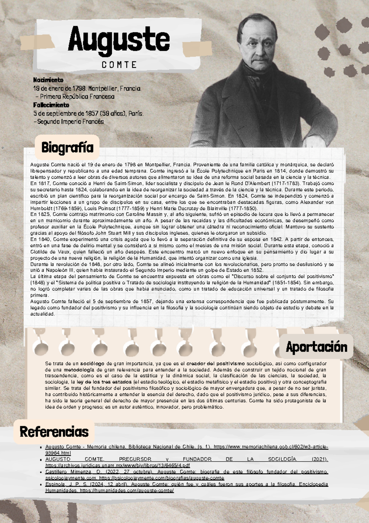 Auguste Comte_INFOGRAFÍA - Auguste Comte nació el 19 de enero de 1798 ...