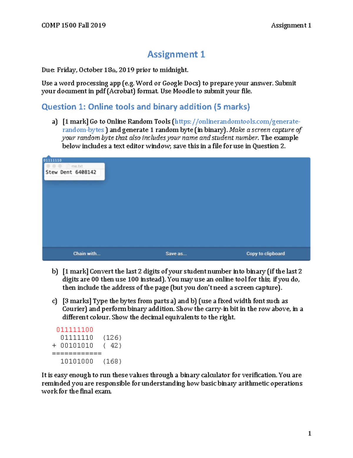 ICM COMP1500 F19 A1 - 2019 fall assignment 1. - COMP 1500 Fall 2019 ...