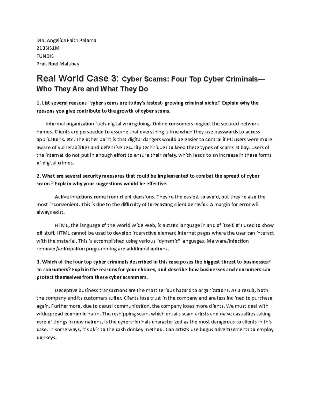 Lesson 7 business information system real world case study - Ma ...