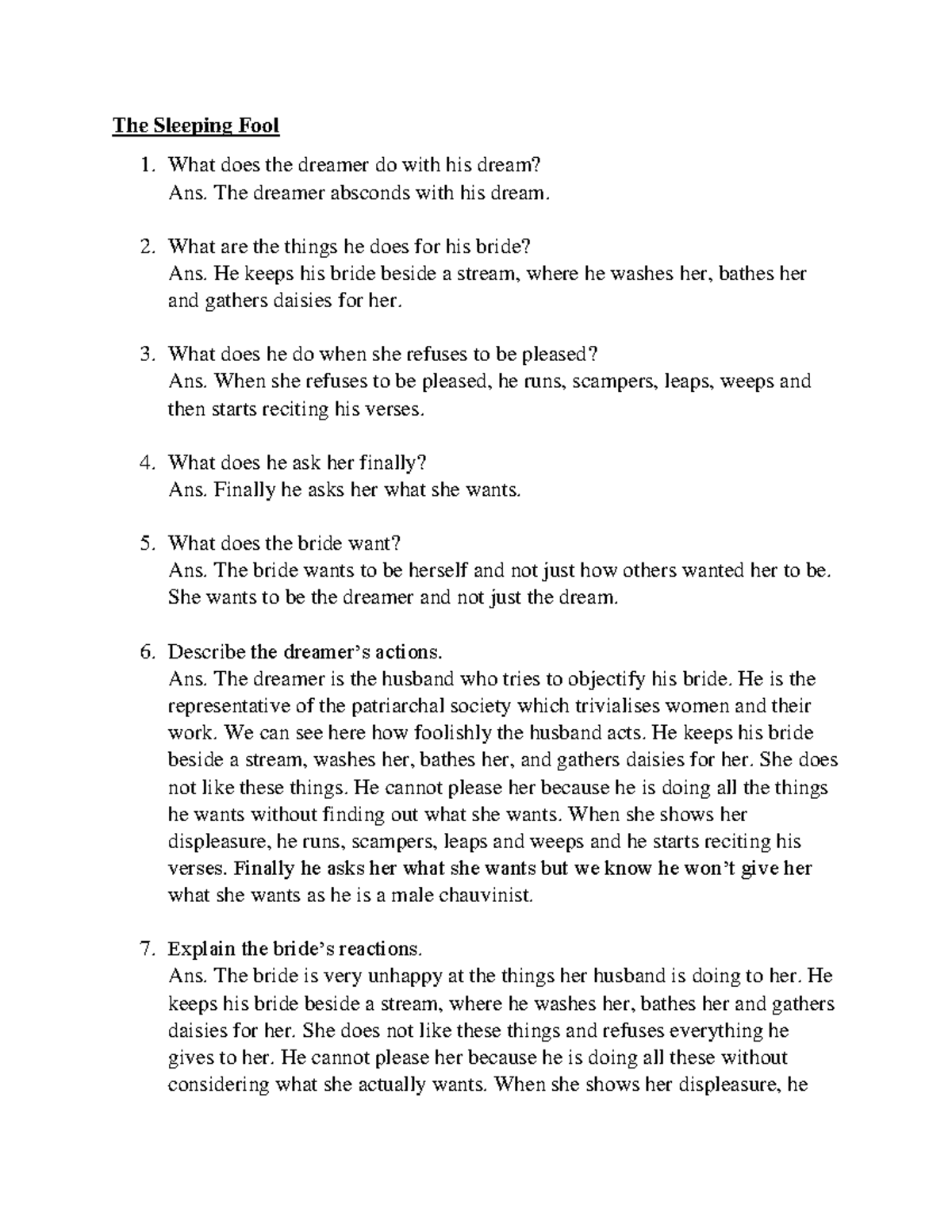 The Sleeping Fool - Its a poem of bride and groom - The Sleeping Fool 1 ...