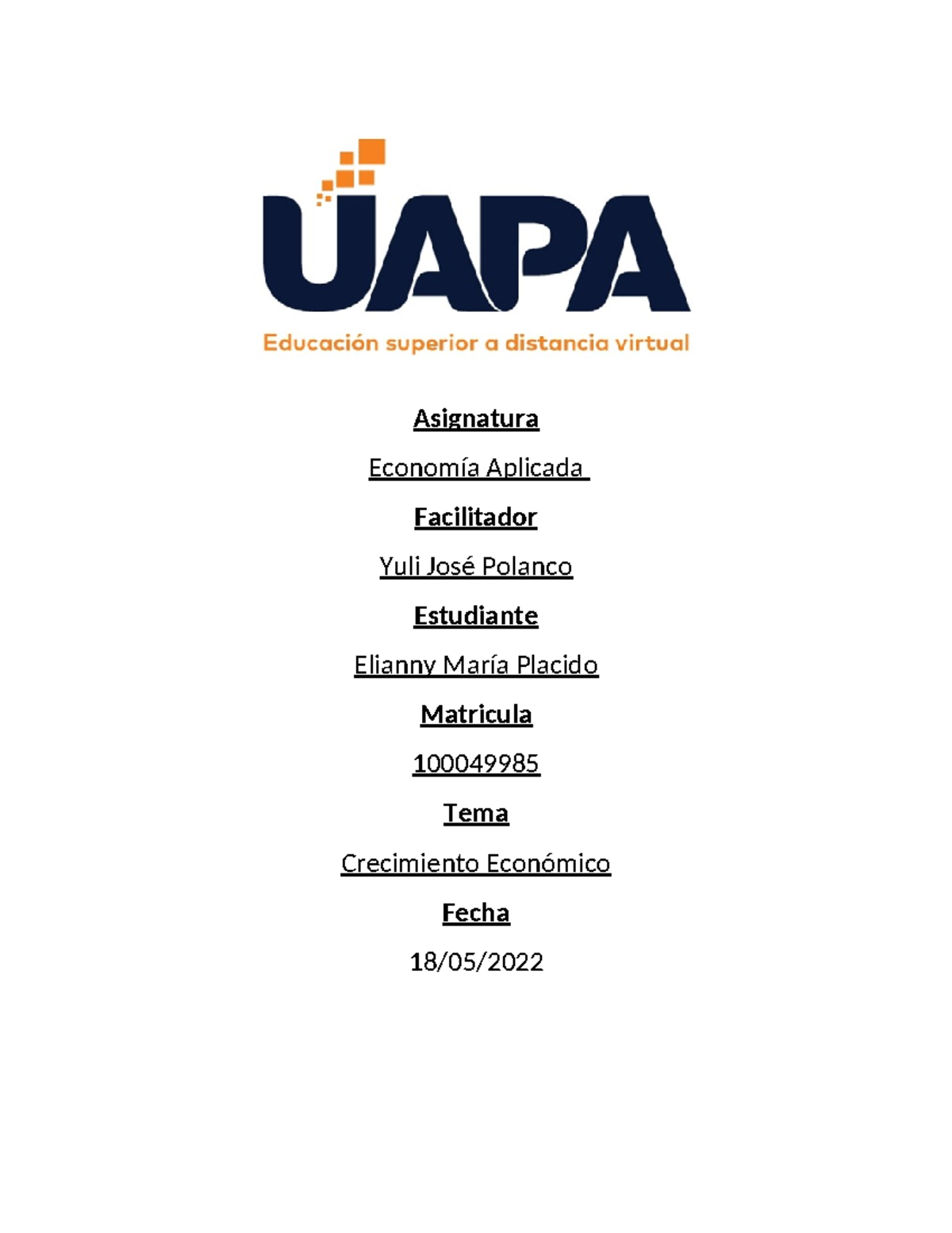 Unidad 4 - Asignatura Economía Aplicada Facilitador Yuli José Polanco ...