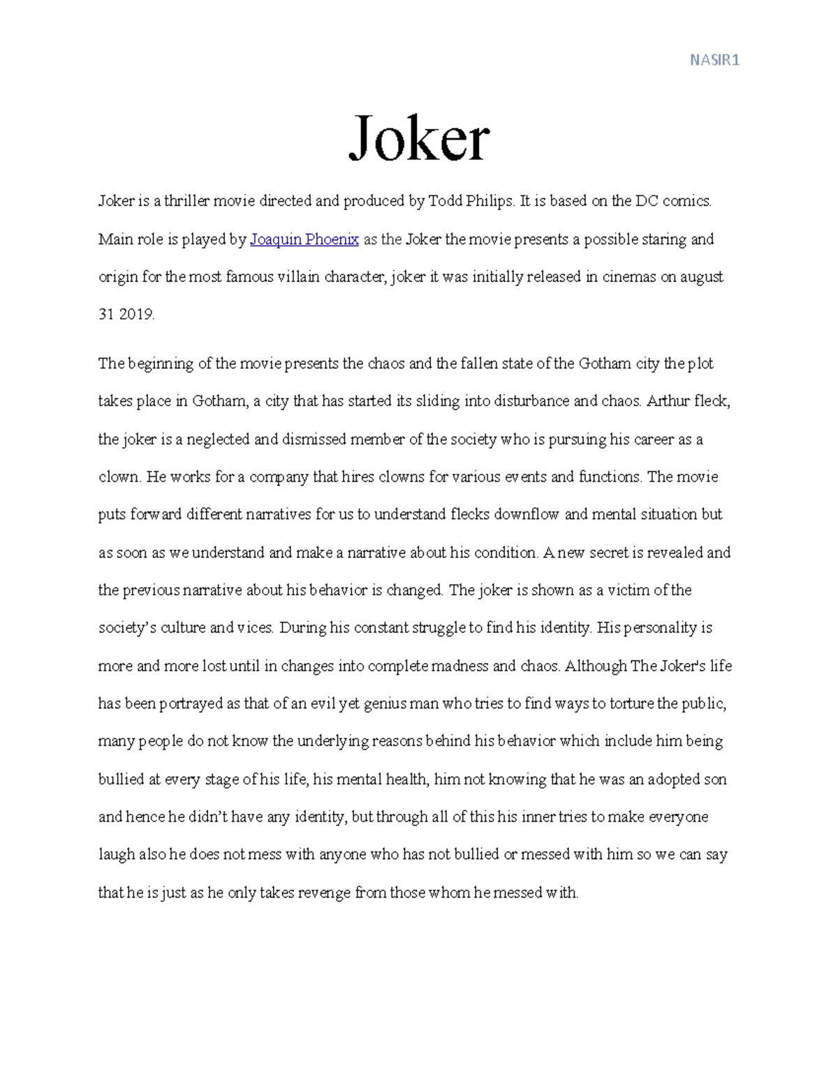 Joker - Grade: B+ - Joker Joker is a thriller movie directed and ...