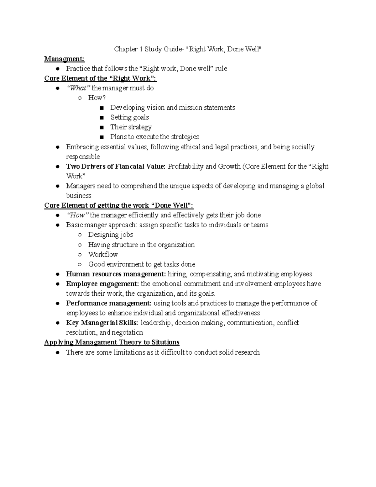 Chapter 1- Right Work, Done Well - Chapter 1 Study Guide- "Right Work ...