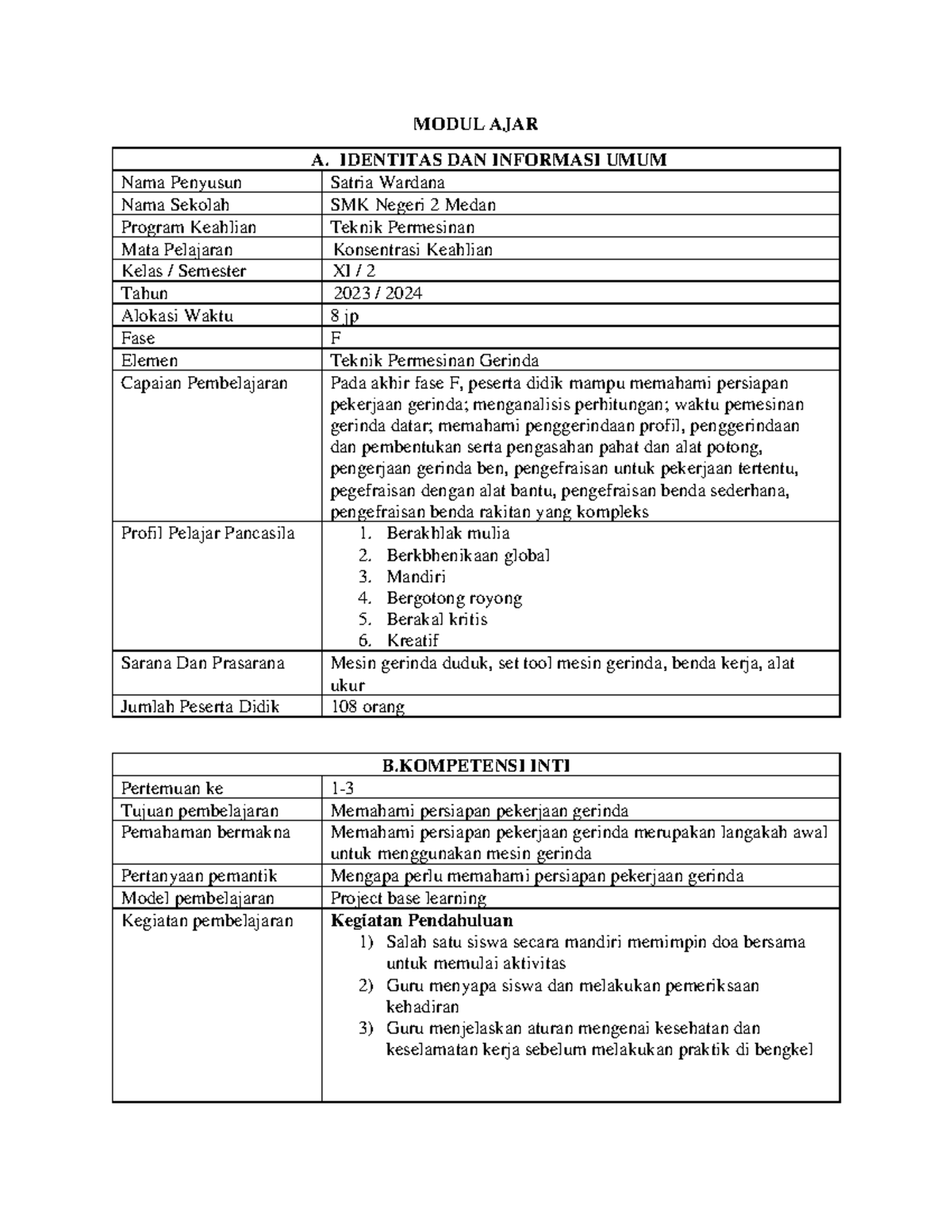 Modul AJAR 1 - MODUL AJAR A. IDENTITAS DAN INFORMASI UMUM Nama Penyusun ...