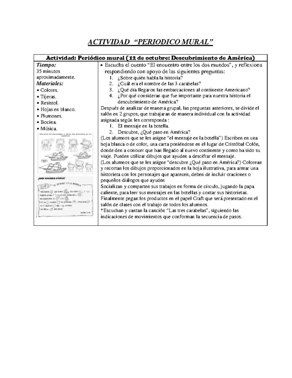 12 Octubre Mural - Hoaaa - ACTIVIDAD “PERIODICO MURAL” Actividad ...