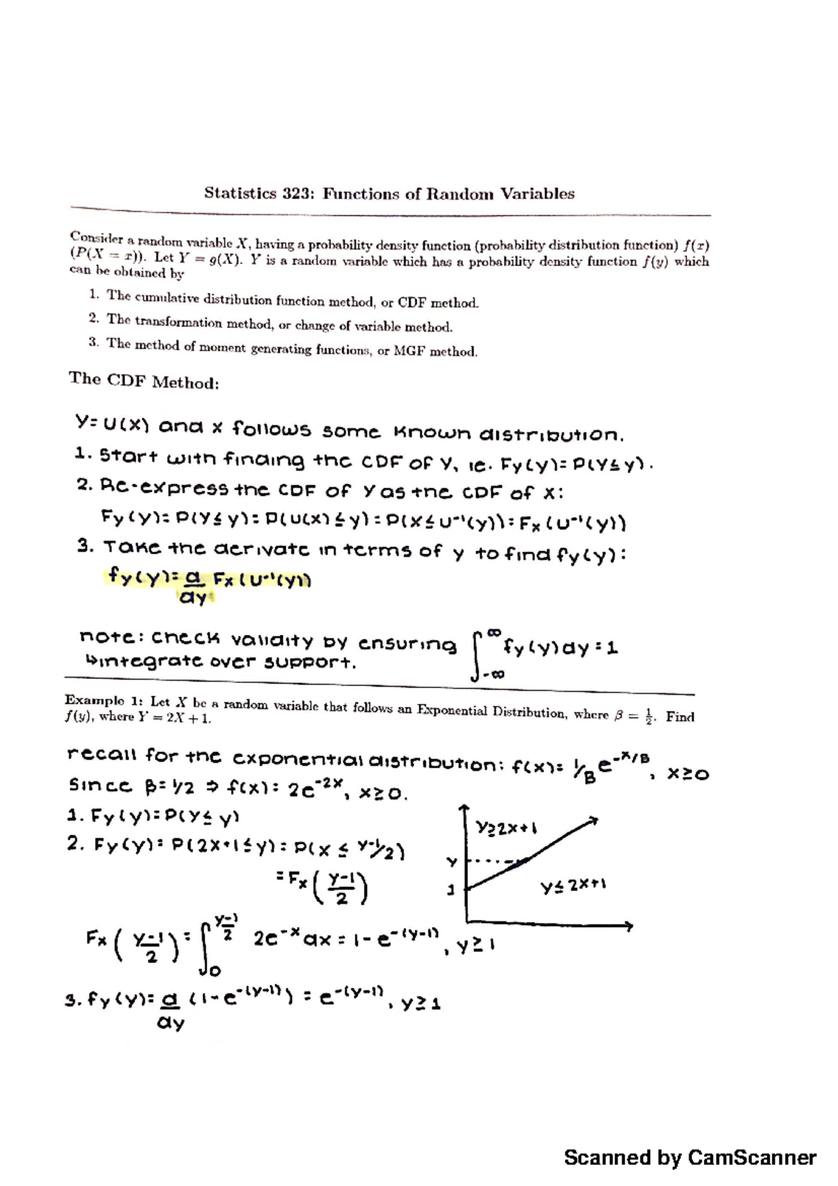 Section 1 Functions of Random Variables STAT 323 - Stats323 - Studocu