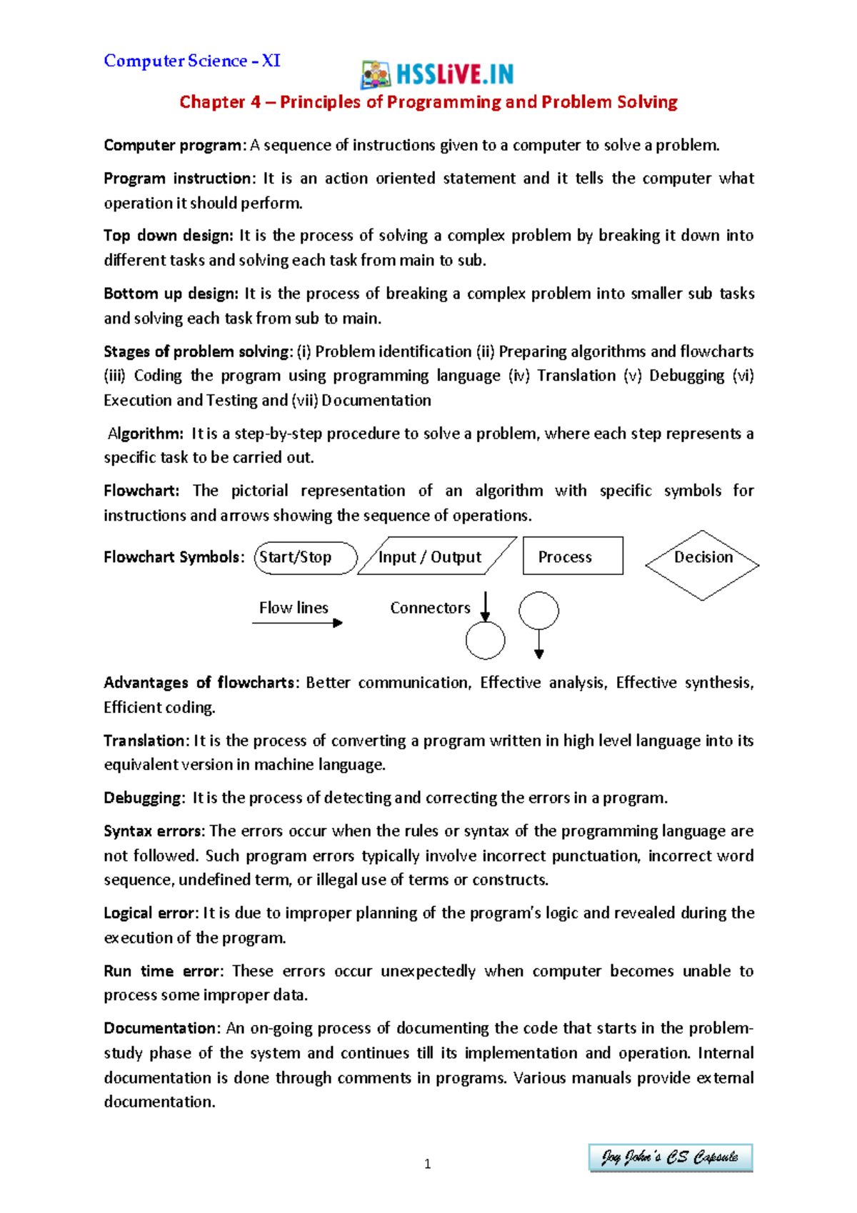 Hsslive-XI-CS-Chap4-Principles of Programming and Problem Solving - Joy ...